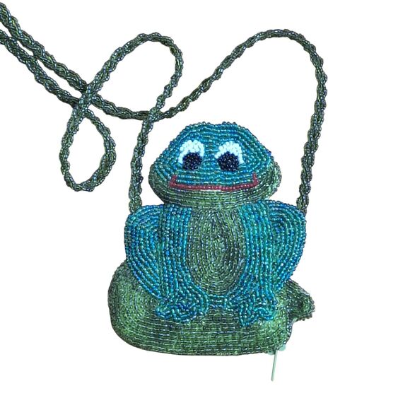 Unbranded | Bags | Vintage Frog Beaded Froggie Coin Change Purse ...